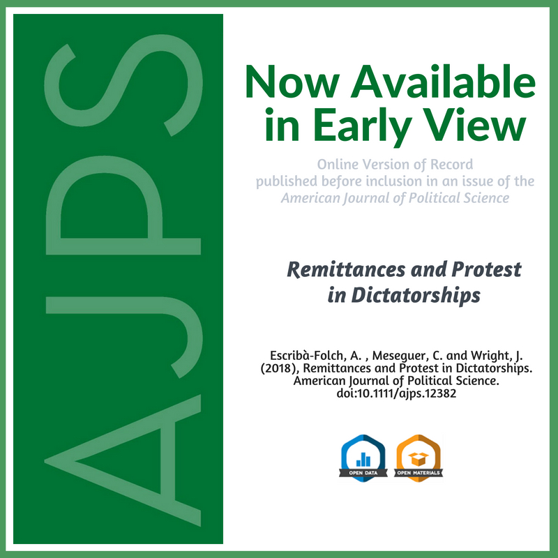 AJPS Author Summary: Remittances and Protest in Dictatorships ...